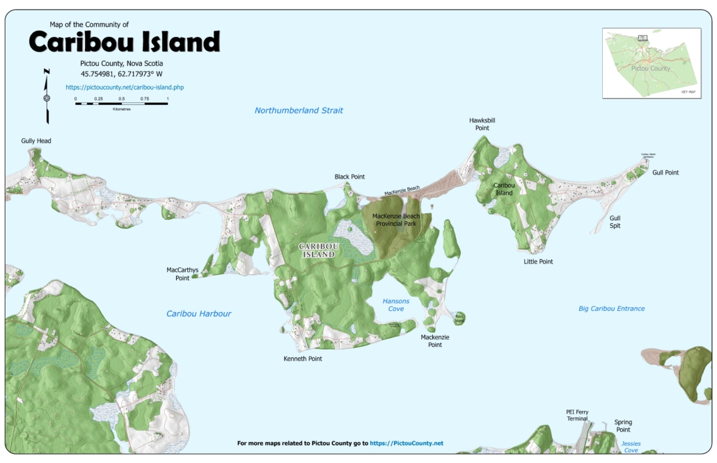 Caribou Island Map - Pictou County, Nova Scotia
