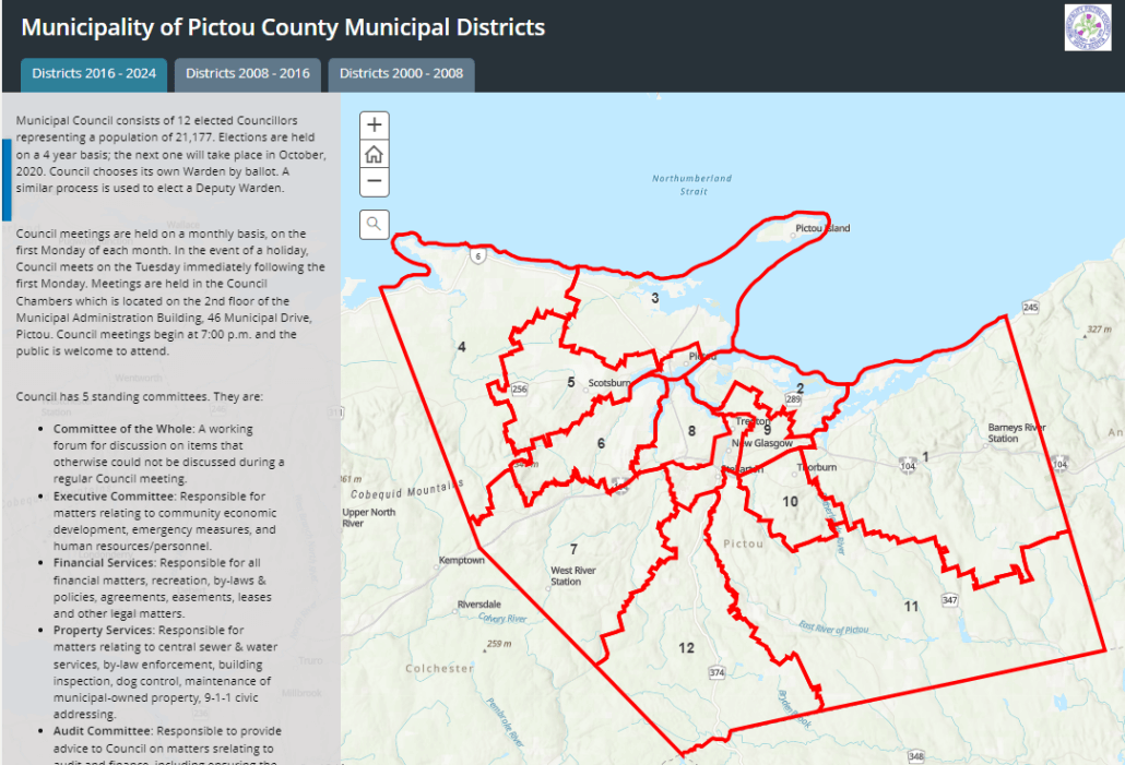 Pictou County Municipal Districts Map - Pictou County, Nova Scotia